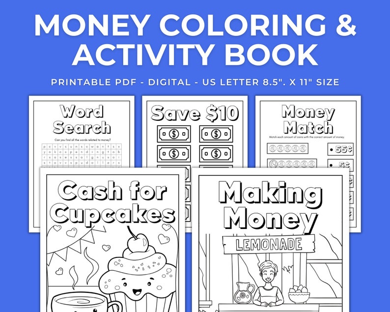 Printable Money Coloring Sheets, Kids Money Coloring Pages, Coloring ...