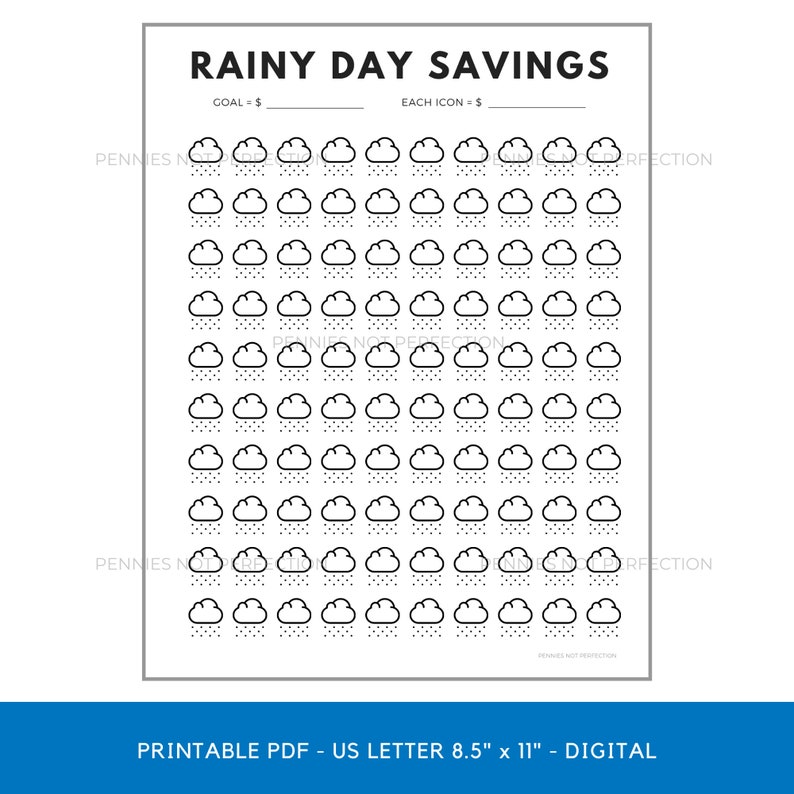 Rainy Day Savings Tracker Printable | Emergency Fund Planner (PDF) - Etsy