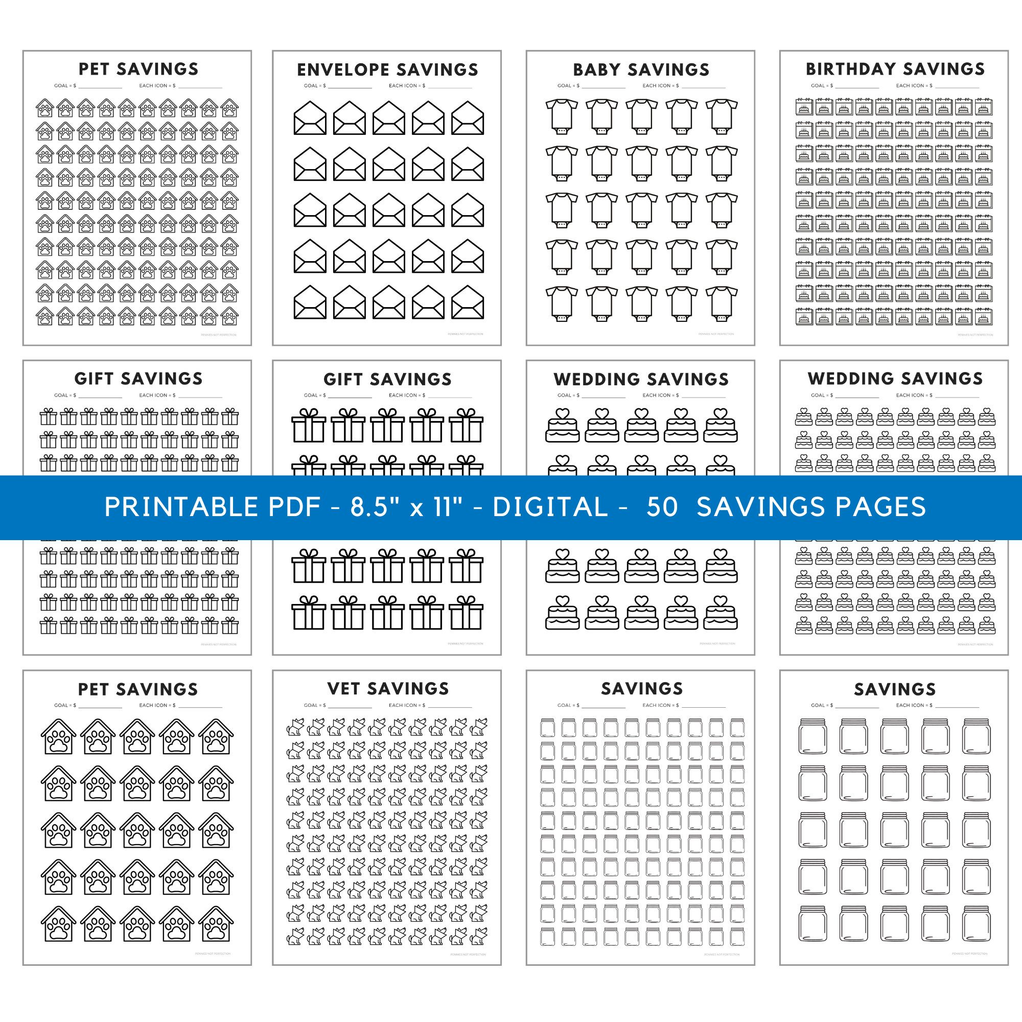 Saving Tracker Bundle, Savings Tracker Coloring Sheets, Savings Tracker ...