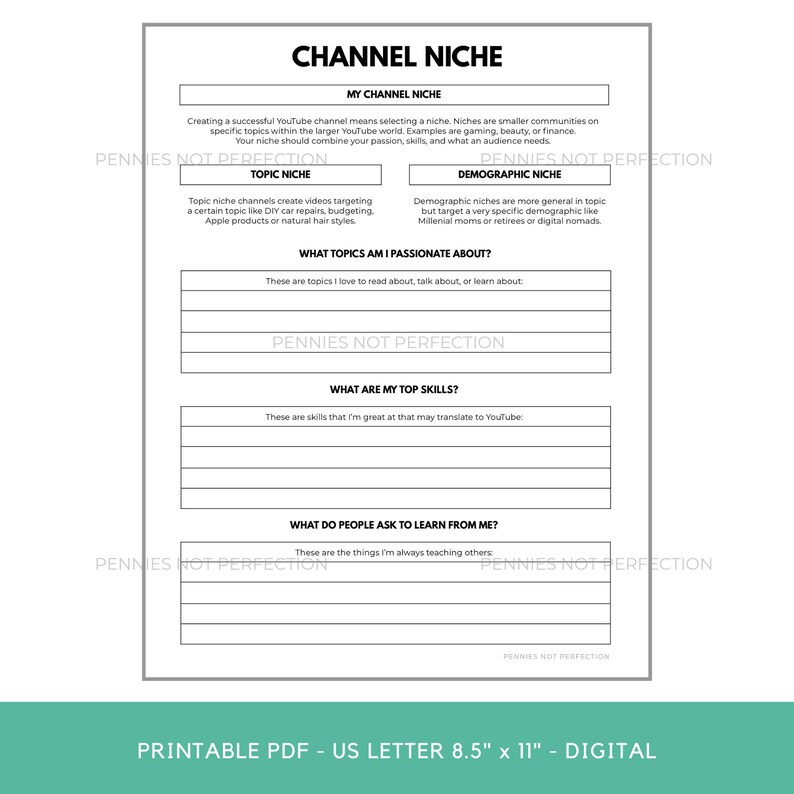 Youtube Success Planner Printable Guide to Youtube Content & Channel ...