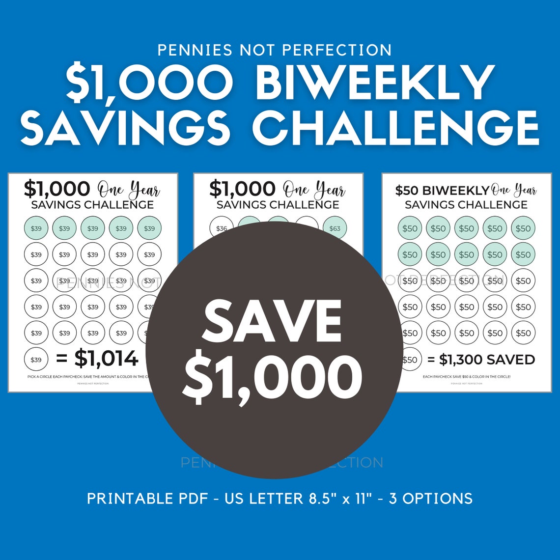 Biweekly Savings Challenge Bundle, Money Tracker Printables (PDF) - Etsy