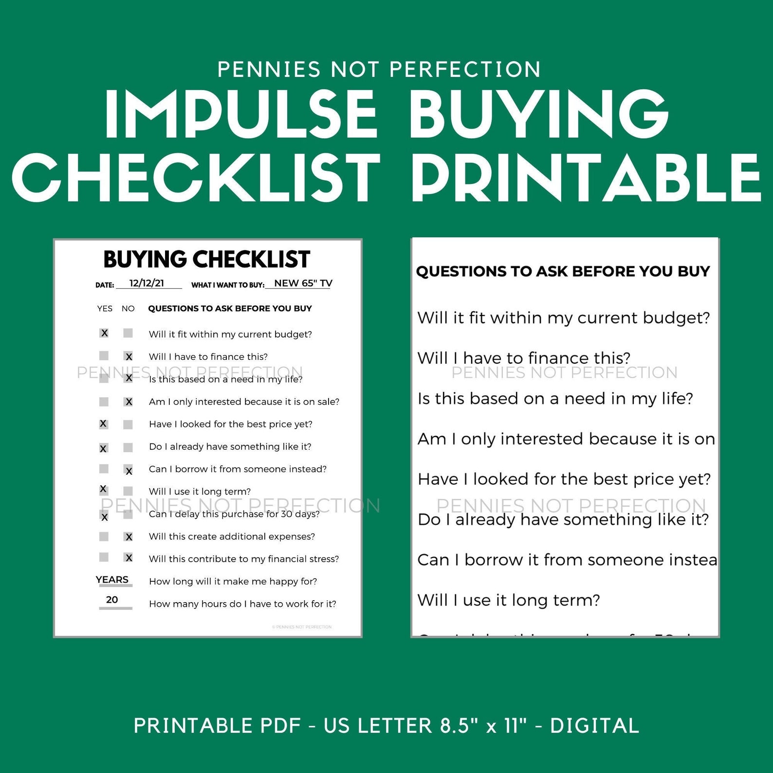Impulse Spending Purchase Decision Checklist, Stop Impulse Buying ...
