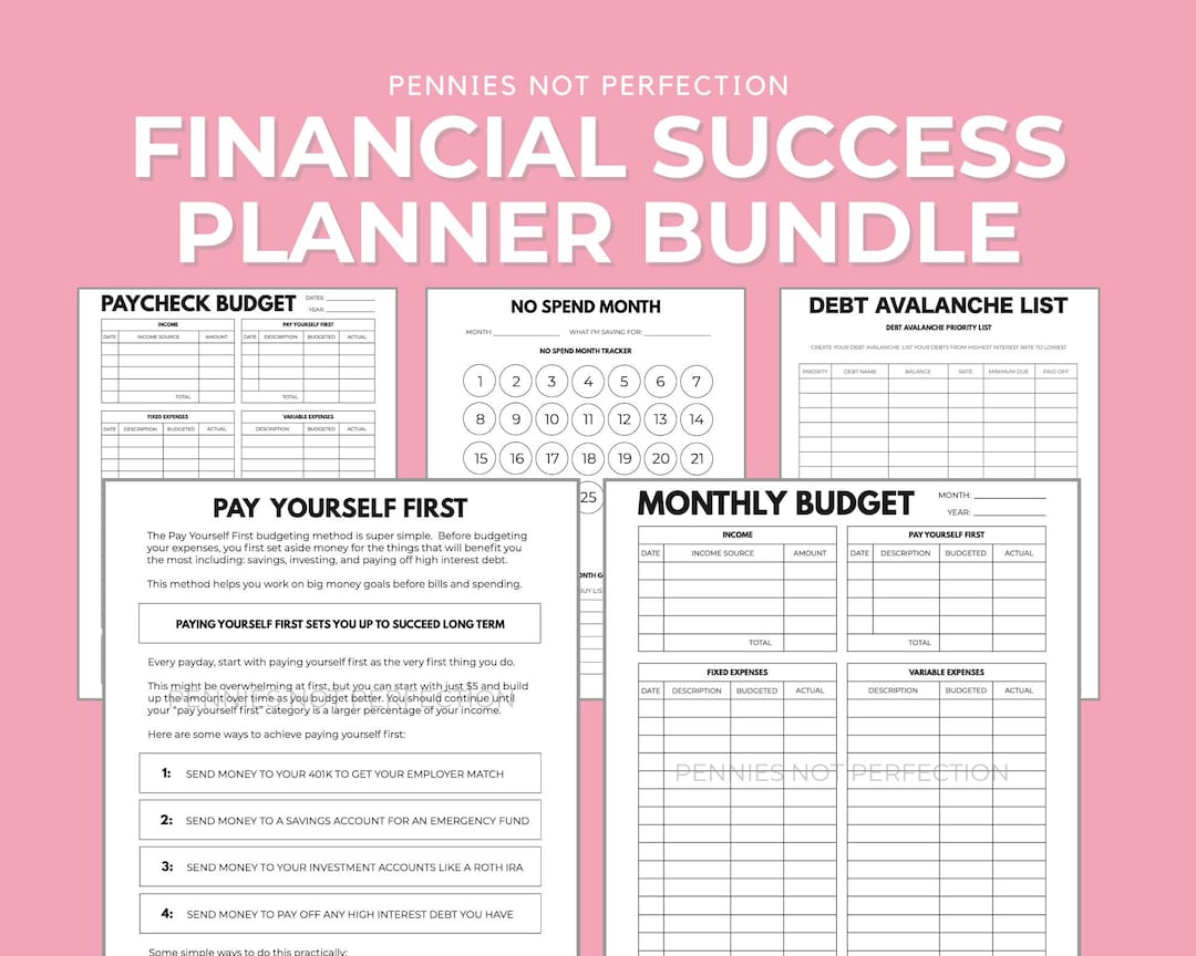 Financial Success Printable Bundle, Budget Planner Printable, Budgeting ...