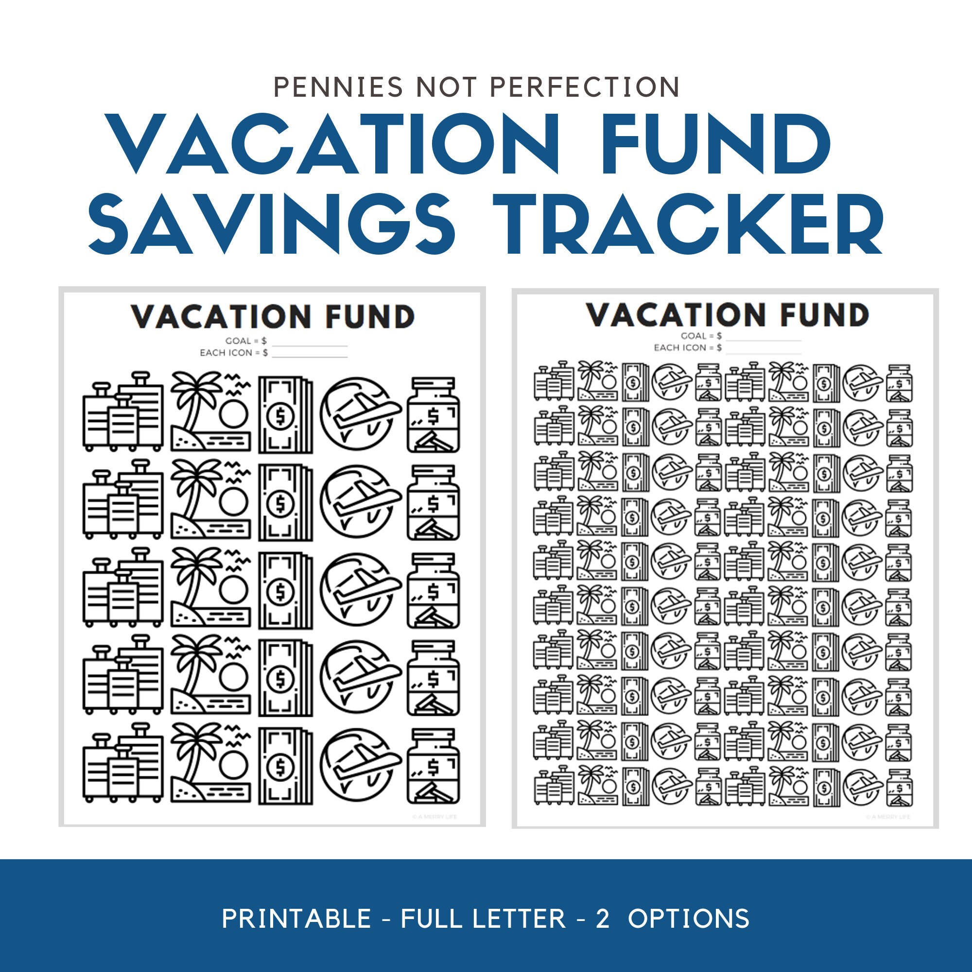 Vacation Fund Savings Tracker Printable Vacation Savings | Etsy