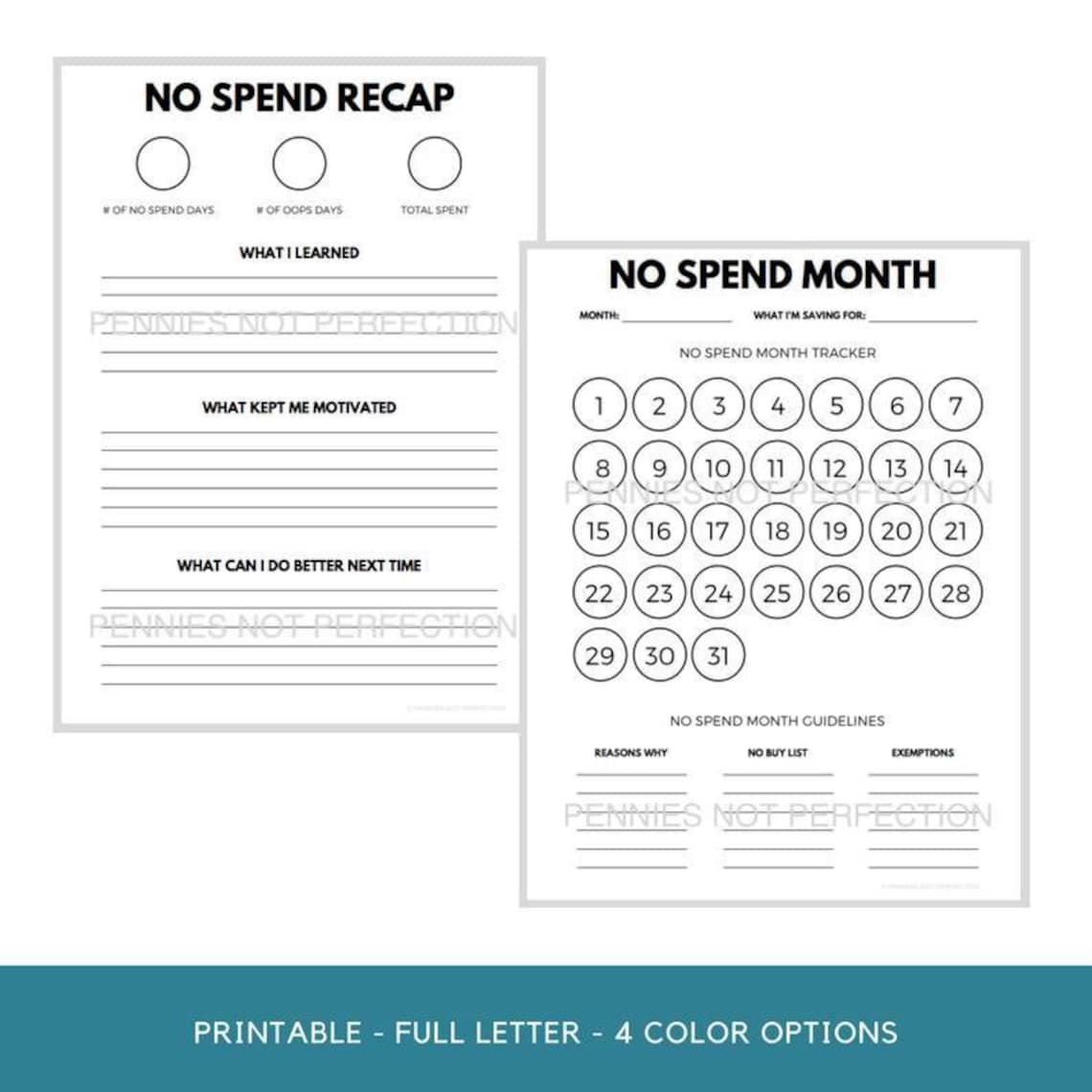 No Spend Month Tracker No Spend Challenge Printable - Etsy UK