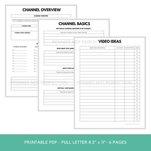 YouTube Channel Ideas Planner New Channel Planner & | Etsy