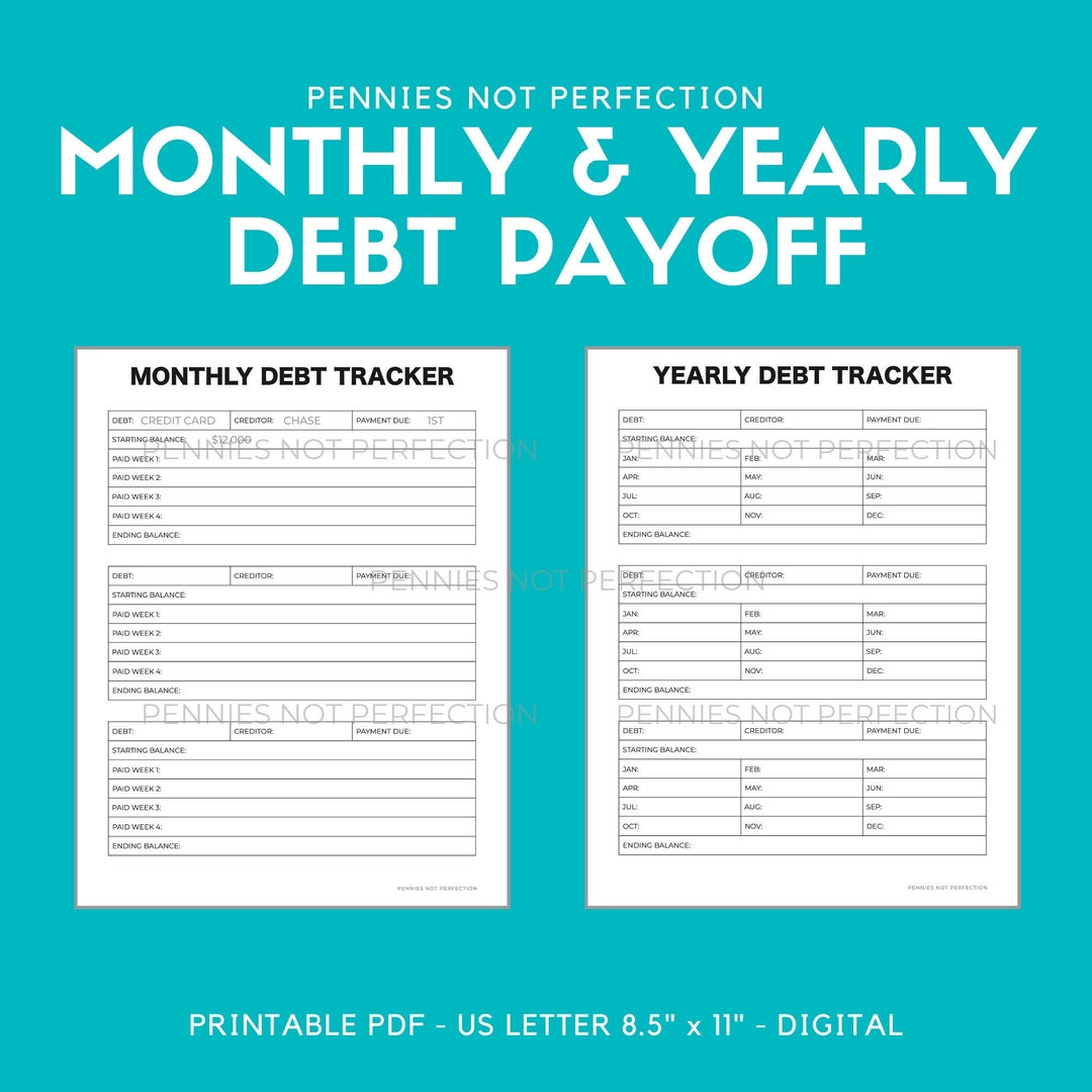 Debt Payoff Planner Printable PDF | Monthly & Yearly Debt Pay off ...