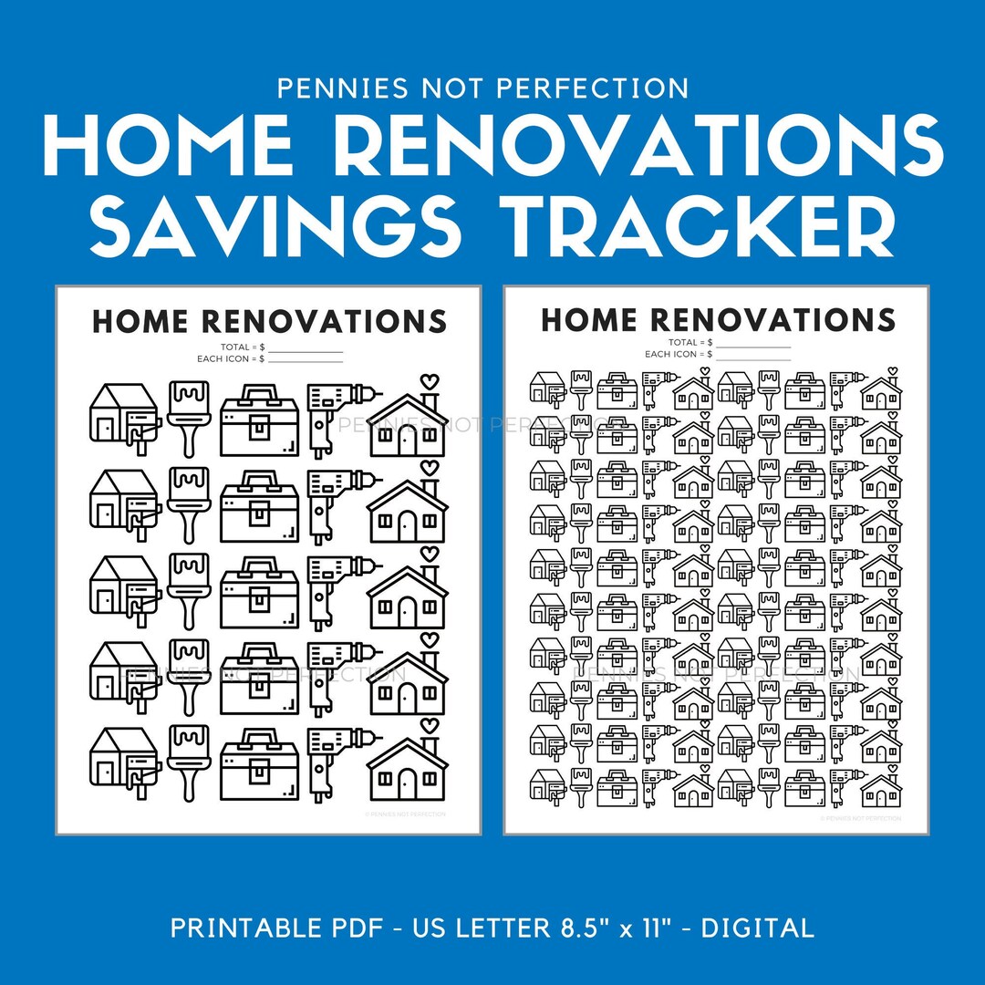 Home Renovations Savings Goal Tracker | Home Reno Savings Tracker - Etsy
