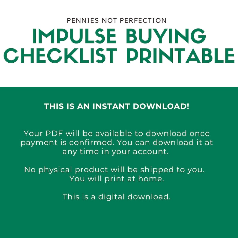 Impulse Spending Purchase Decision Checklist, Stop Impulse Buying ...