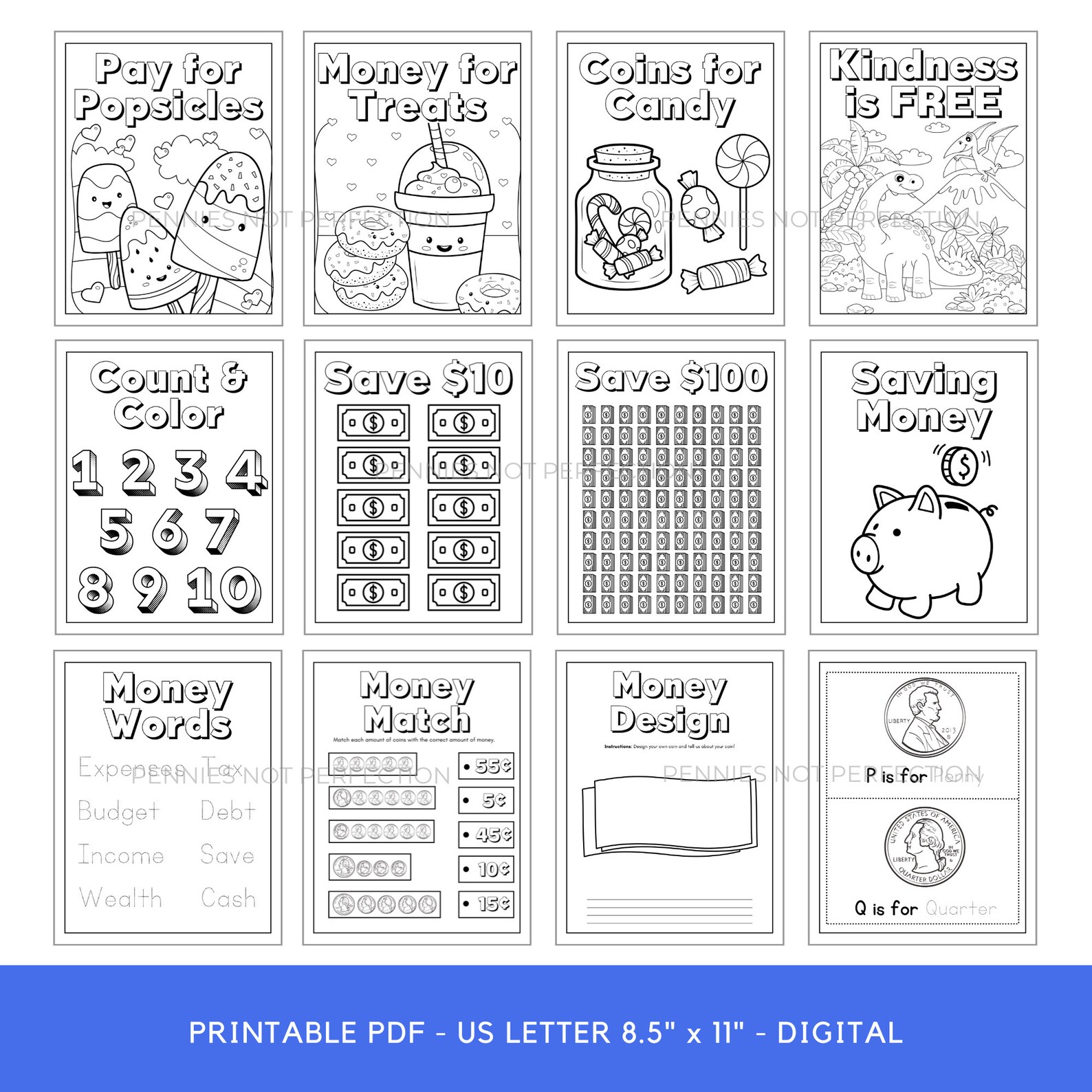 Printable Money Coloring Sheets, Kids Money Coloring Pages, Coloring ...