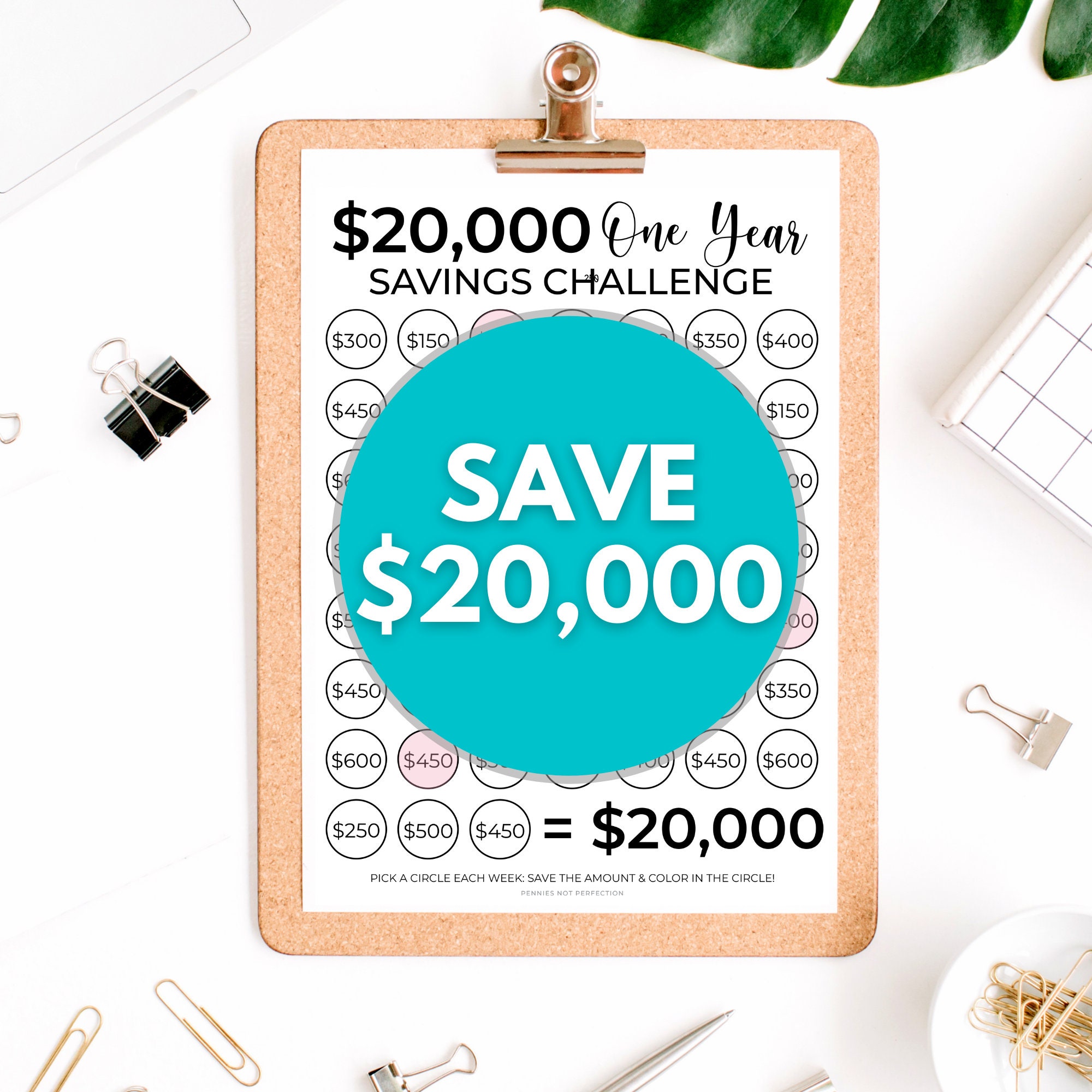 Money Saving Challenge, Save 20,000 Dollars in One Year, 20,000 Dollar ...