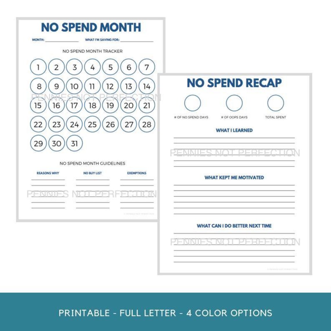 No Spend Month Tracker, Savings Challenge Printable (PDF) - Etsy