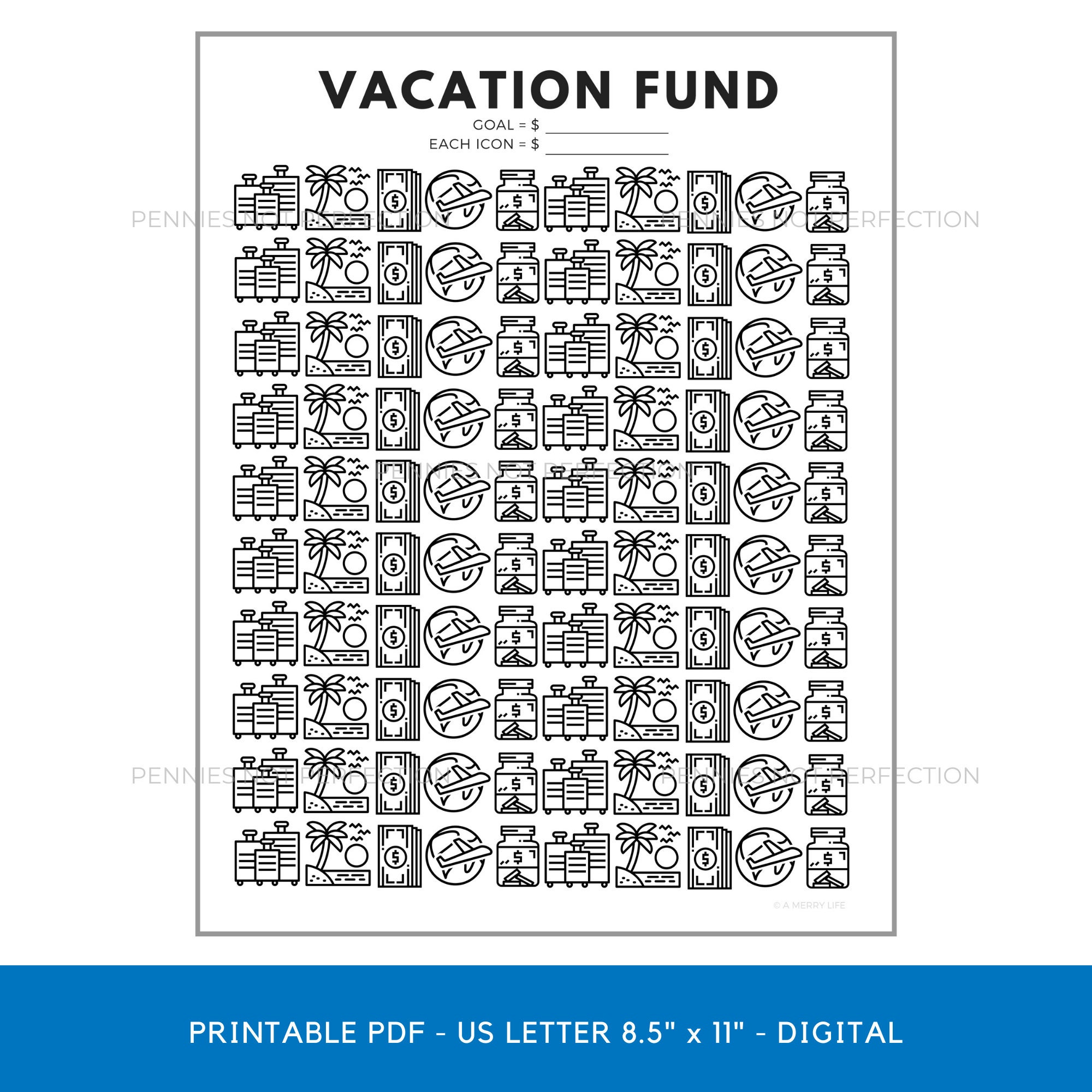 Vacation Fund Savings Tracker Printable | Vacation Savings Tracker ...