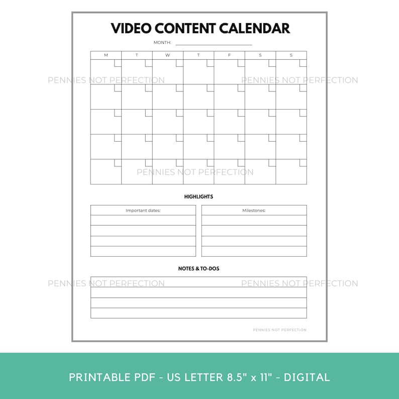 Youtube Video Ideas Planner | Video Series, Content Checklist (digital ...