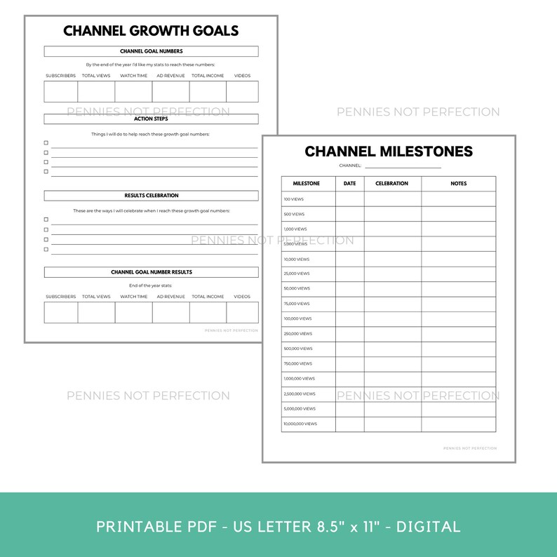 Youtube Success Planner Printable Guide to Youtube Content & Channel ...