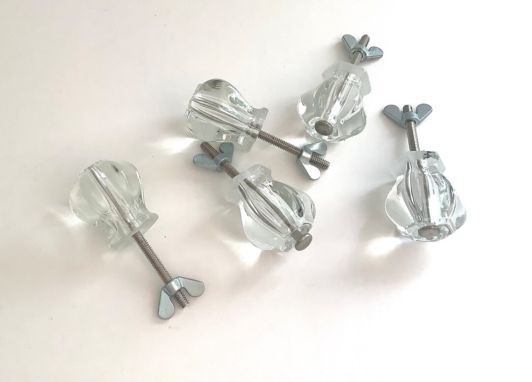 Vintage Clear Glass Knob With Screw,cabinet Drawer Pull Handle Hardware ...