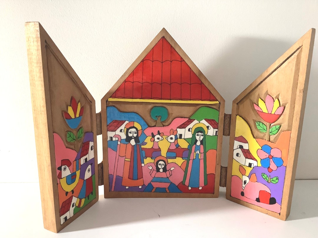 Vintage Folding Nativity Scene,christian Religious Nativity Triptych ...