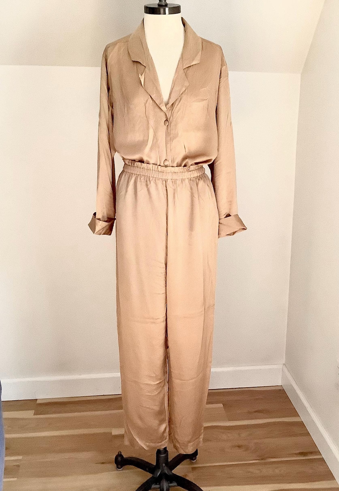 Gold Silk Pajamas,victorias Secret Pajama Pants Set,size Small,ladies ...
