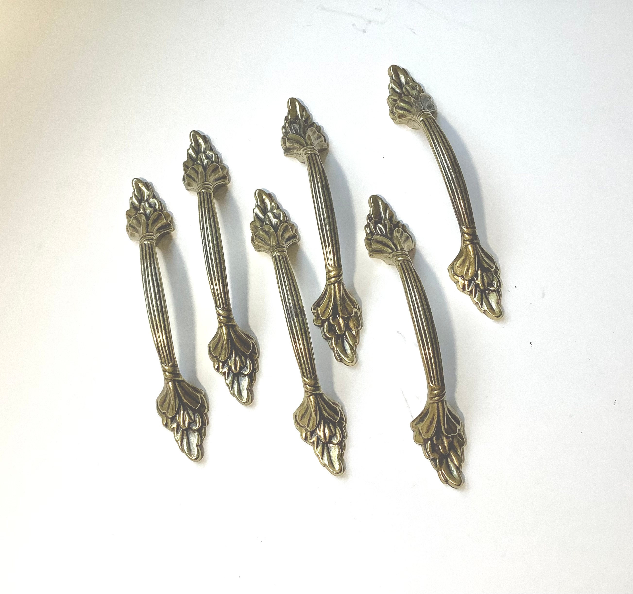 Vintage Brass Wheat Handles,3 Inch Centers,set of 6 Pulls Handles ...