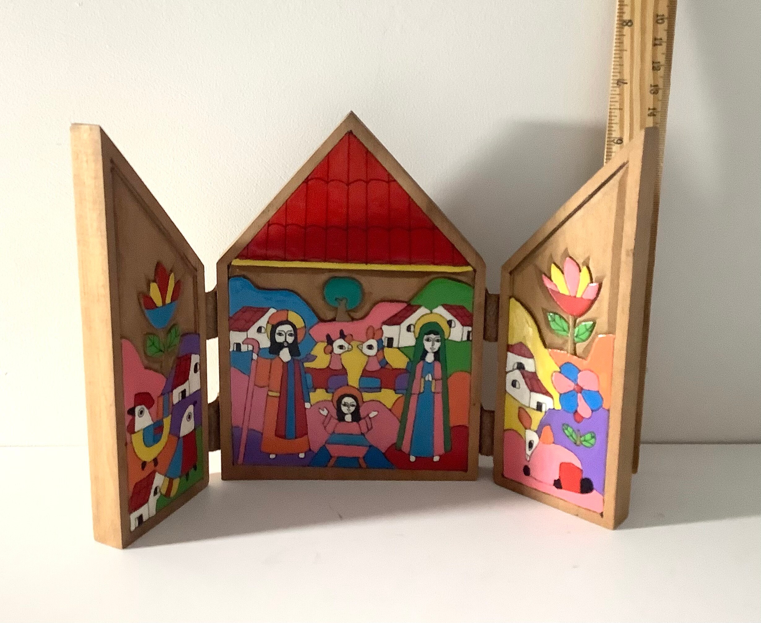 Vintage Folding Nativity Scene,christian Religious Nativity Triptych ...