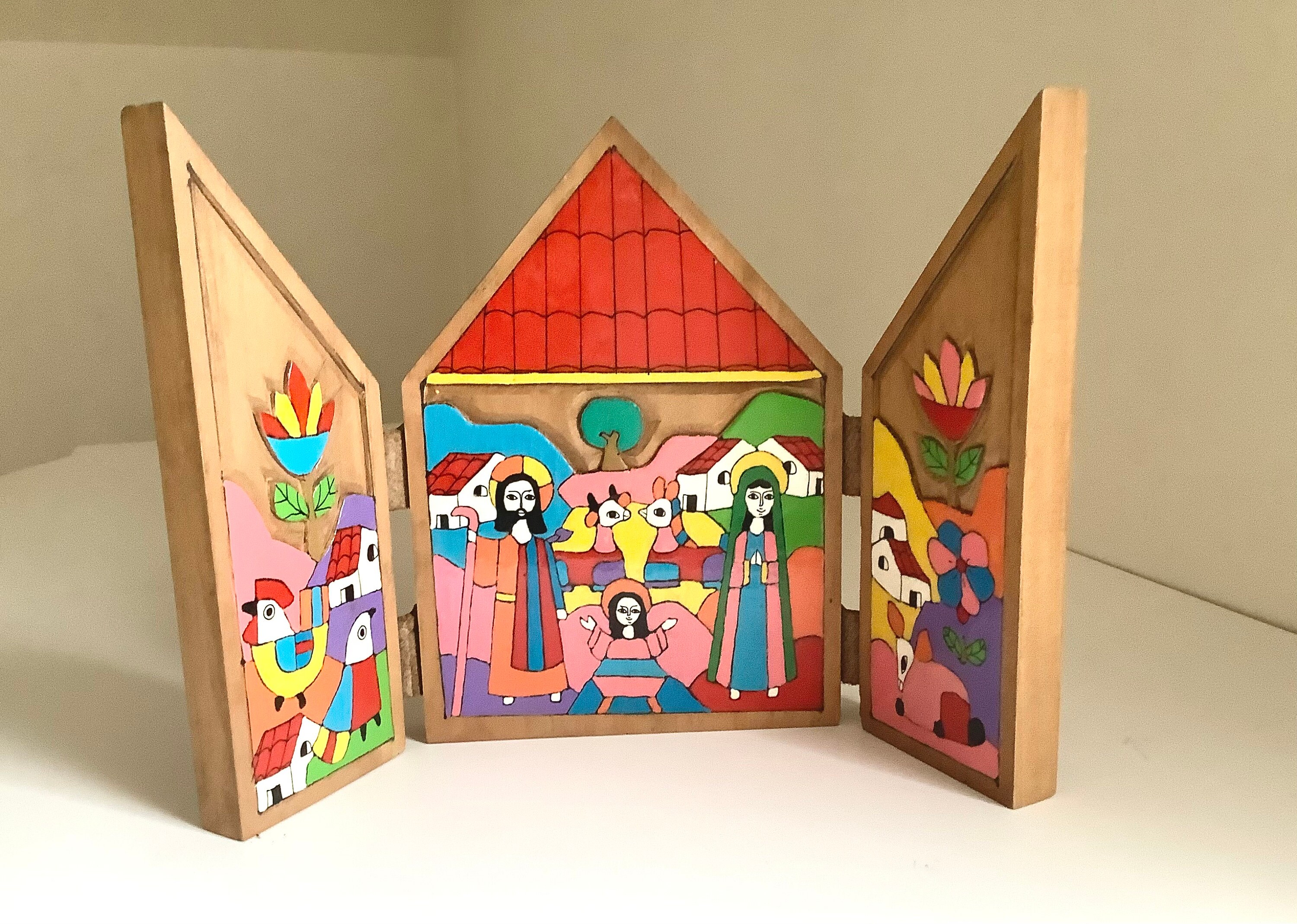 Vintage Folding Nativity Scene,christian Religious Nativity Triptych ...