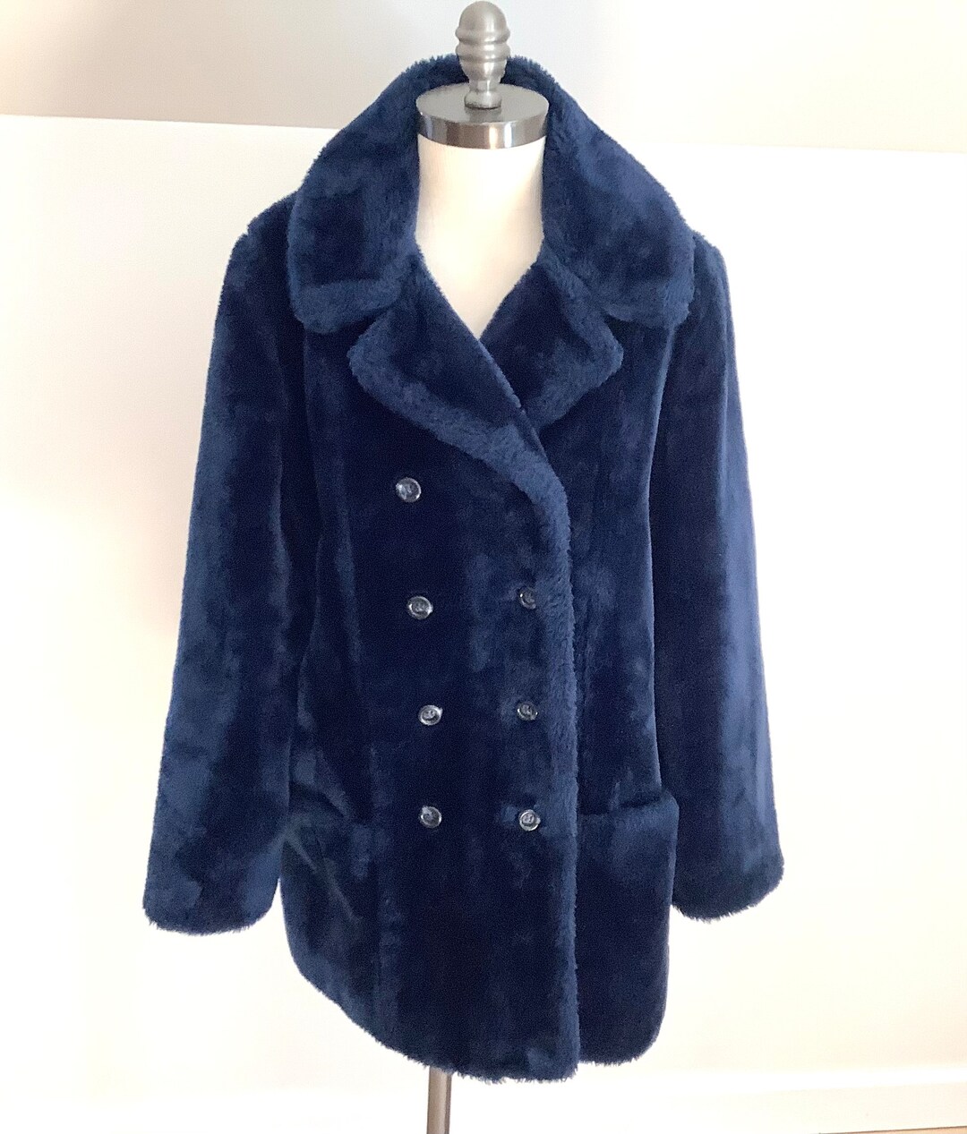 Faux Fur Blue Coat, Blue Fur Jacket, Women's Petite Large Coat,heavy ...
