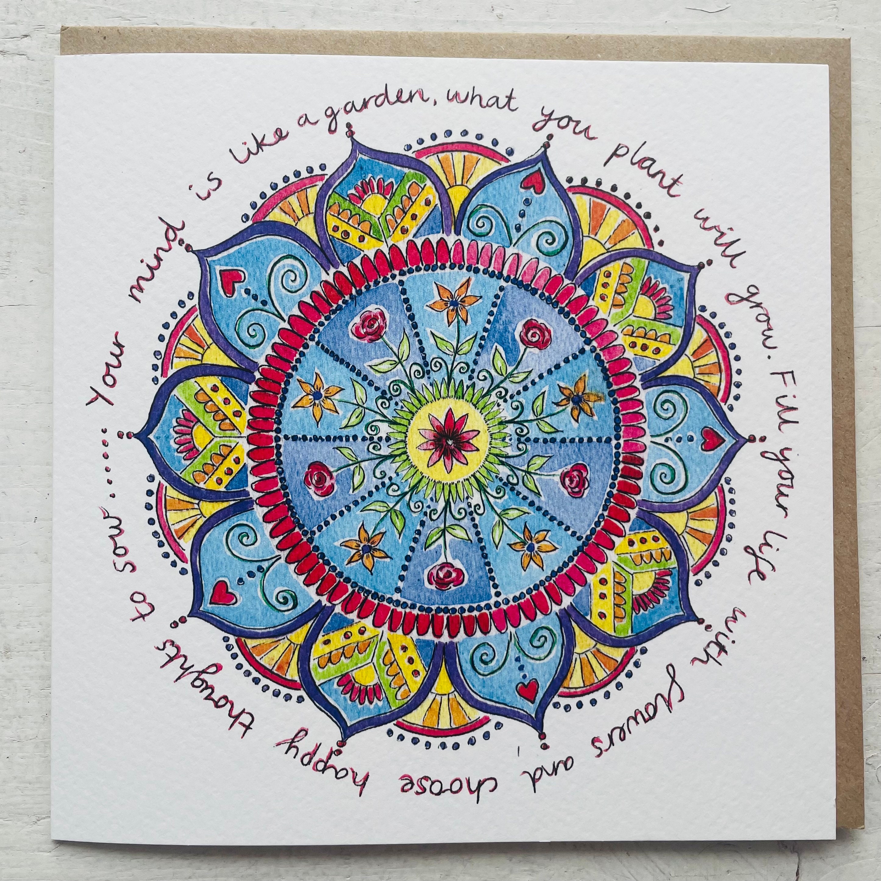 Yor Mind is Like A Garden Card Mindful Mandala Meditation Inspirational ...
