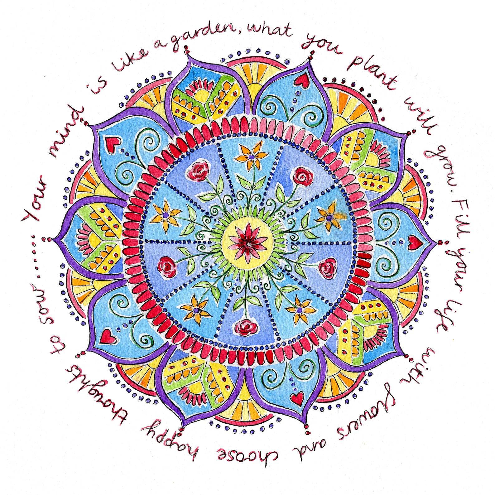 Mixed Pack of 6 Mindful Mandala Cards Inspirational Quote by Janine ...