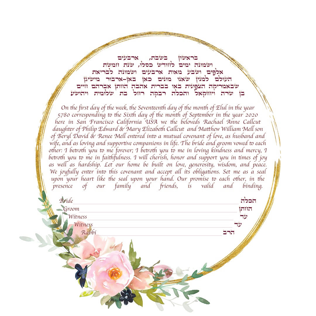 Ketubah, Modern Ketubah, Personalized Ketubah, Watercolor Ketubah ...