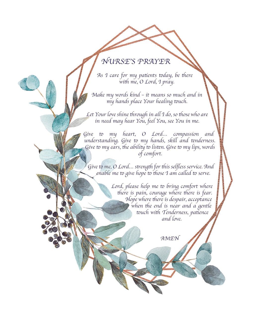 NURSE'S PRAYER- Nurse Appreciation Gift, Nurse Wall Art, Nurse ...