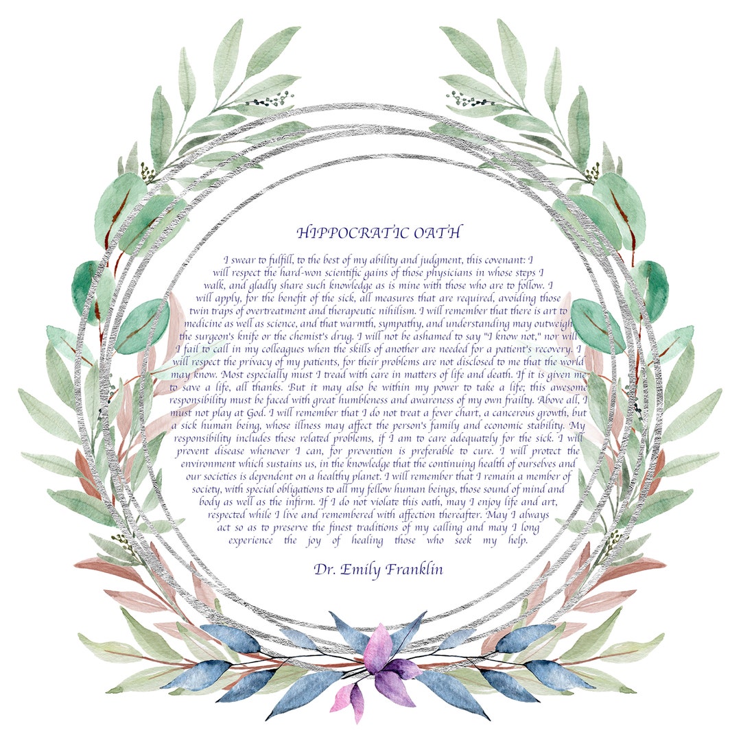 Hippocratic Oath, Doctor Gift, Doctor Present, Physicians Oath, Doctor ...
