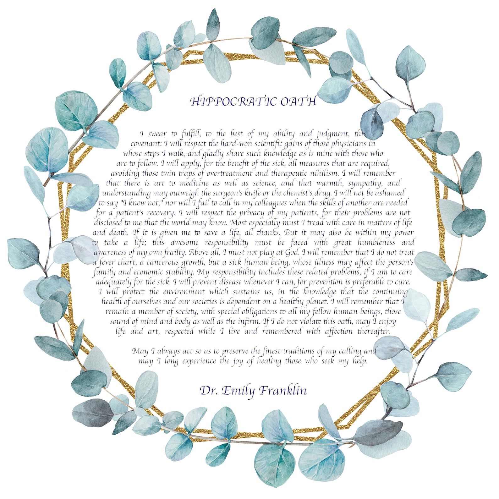 Hippocratic Oath Doctor Gift Doctor Present Physicians | Etsy