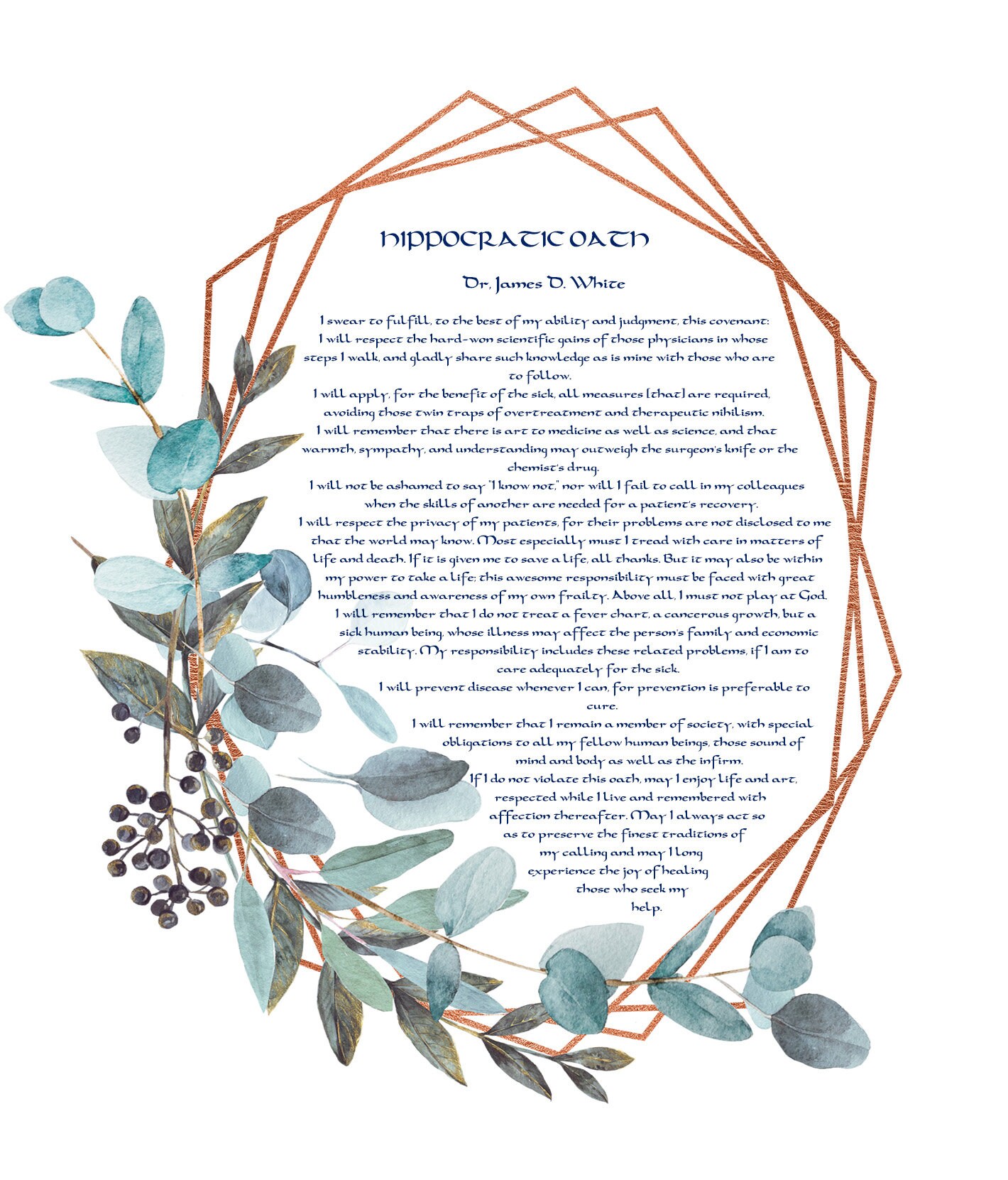 Hippocratic Oath, Doctor Gift, Doctor Present, Physicians Oath, Doctor ...