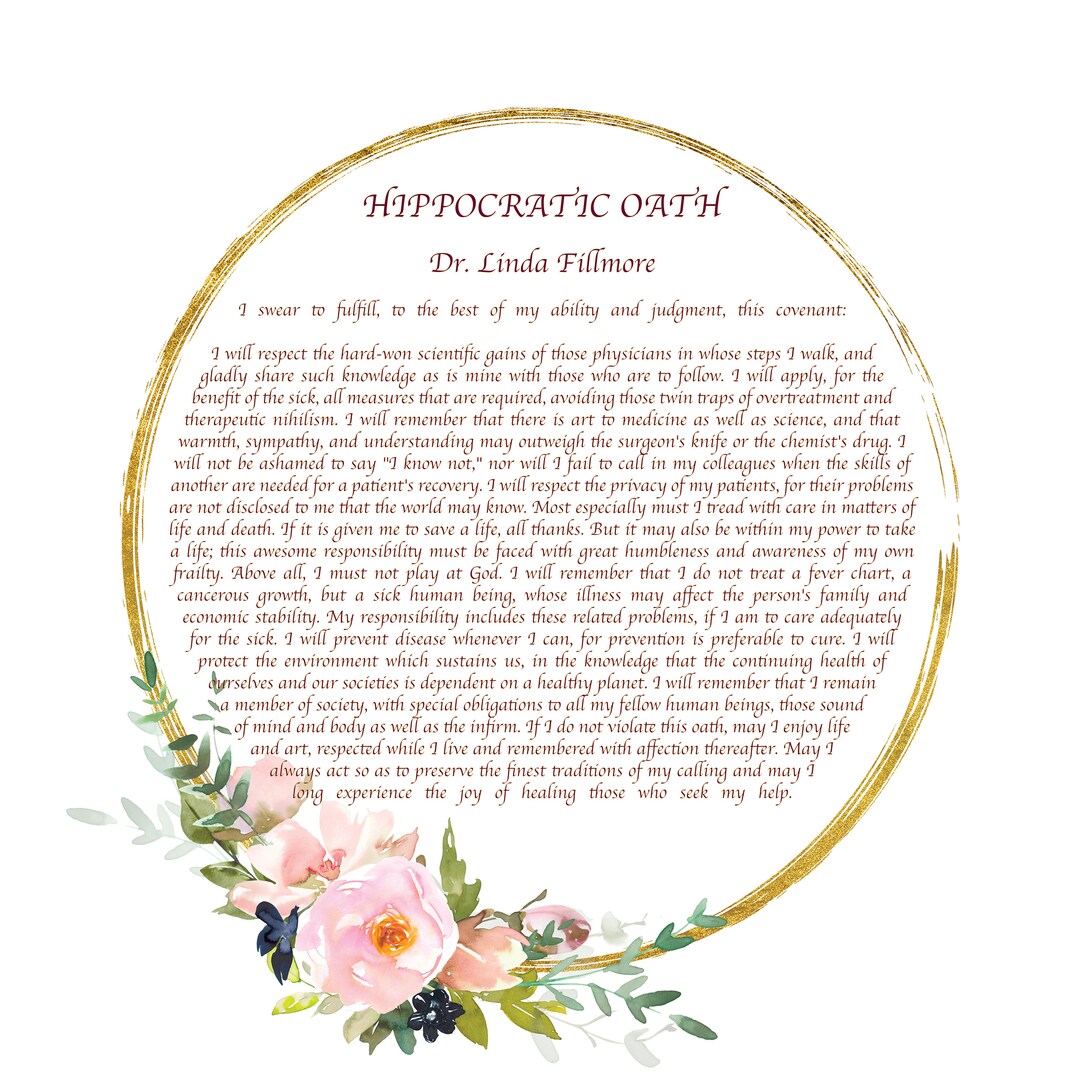 Hippocratic Oath, Doctor Gift, Doctor Present, Physicians Oath, Doctor ...