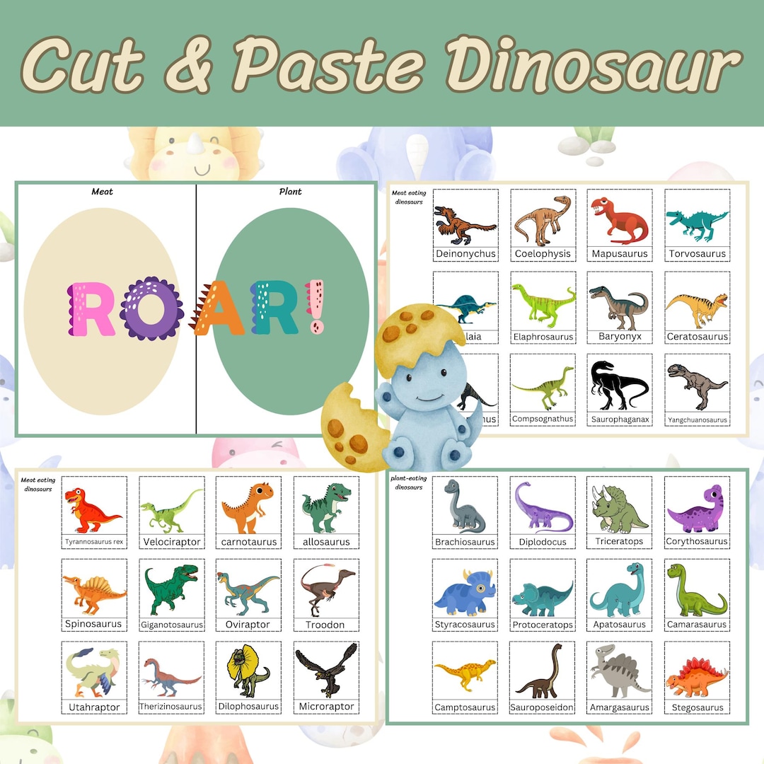 Printable Dinosaur Flashcards | Herbivore & Carnivore Learning Set for ...