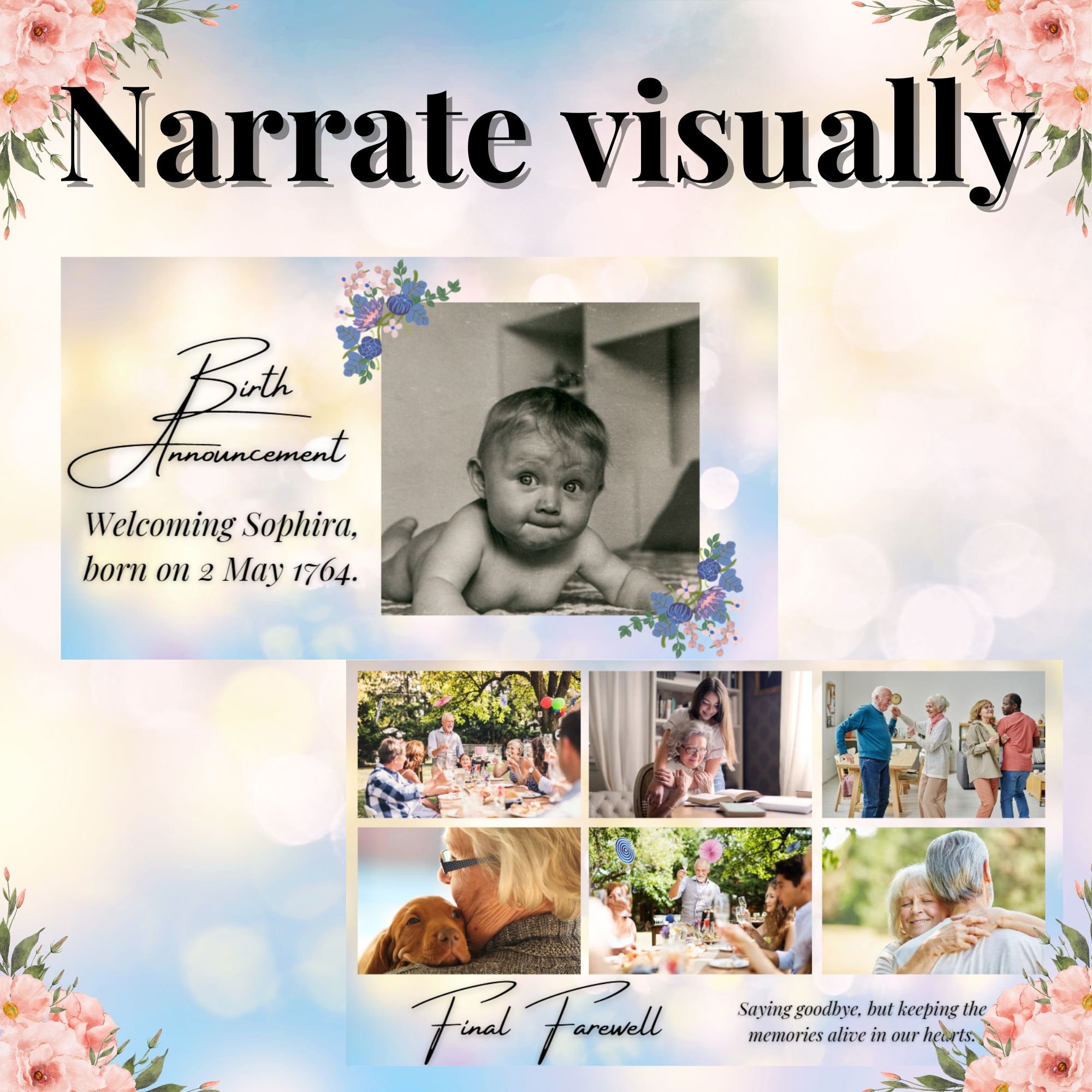 Floral Funeral Slideshow Template – Canva Memorial Video, Celebration ...