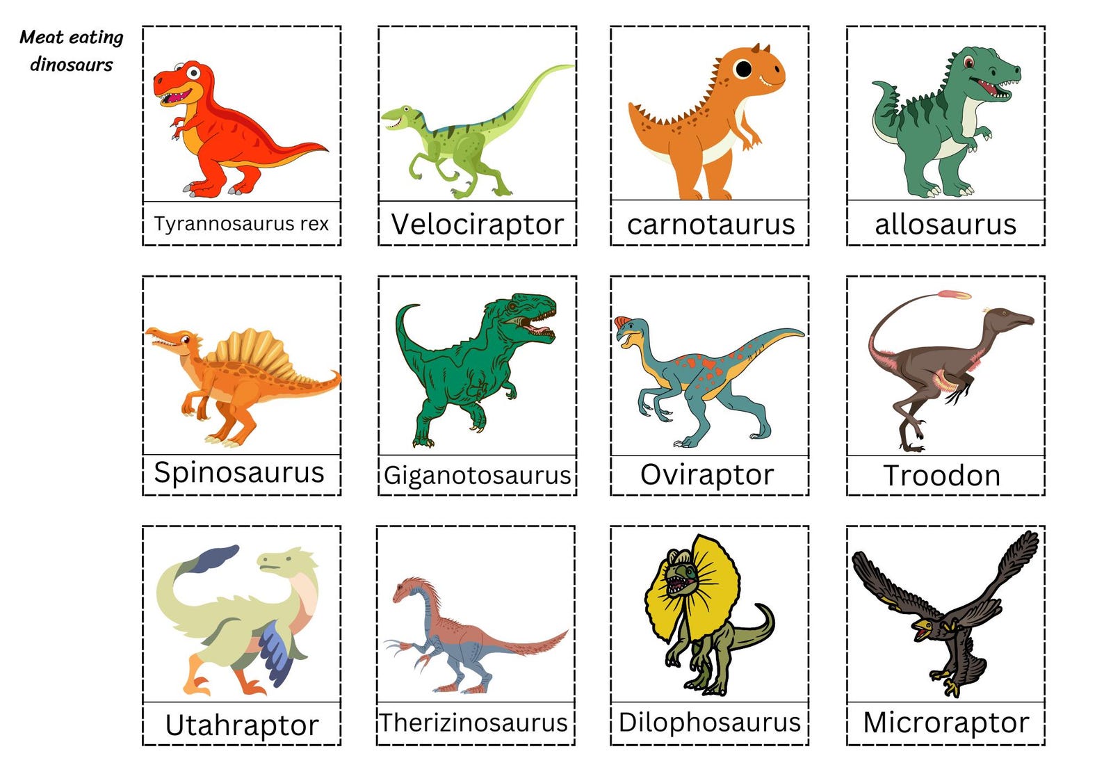 Printable Dinosaur Flashcards | Herbivore & Carnivore Learning Set for ...