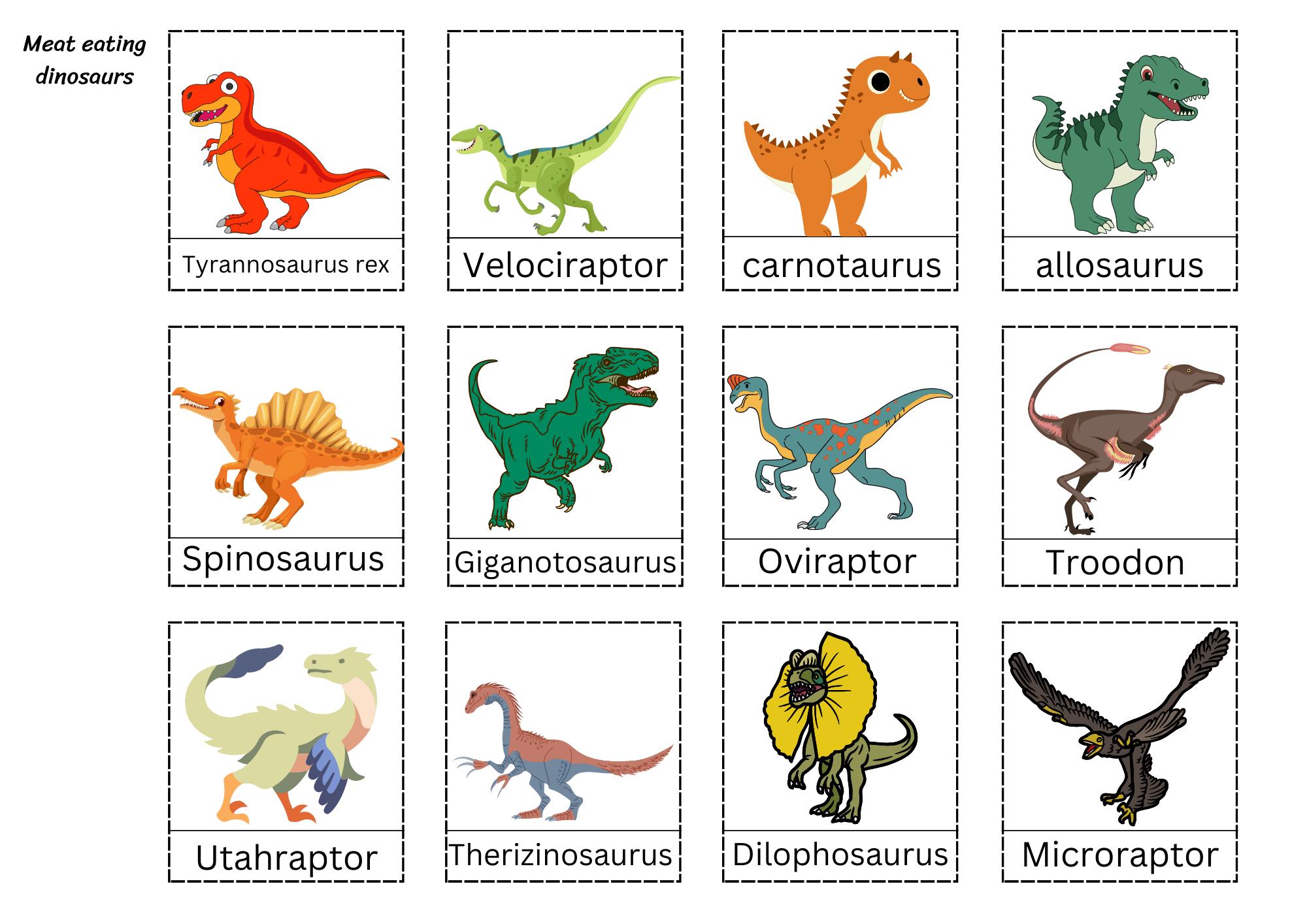 Printable Dinosaur Flashcards | Herbivore & Carnivore Learning Set for ...
