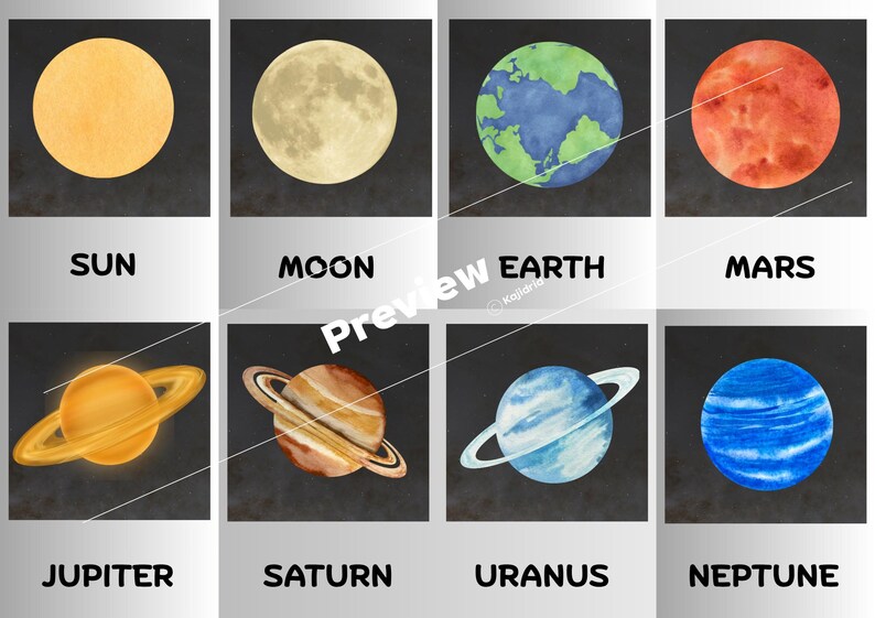 Solar System Flashcards for Kids – Planets, Sun, Moon & Fun Space Facts ...