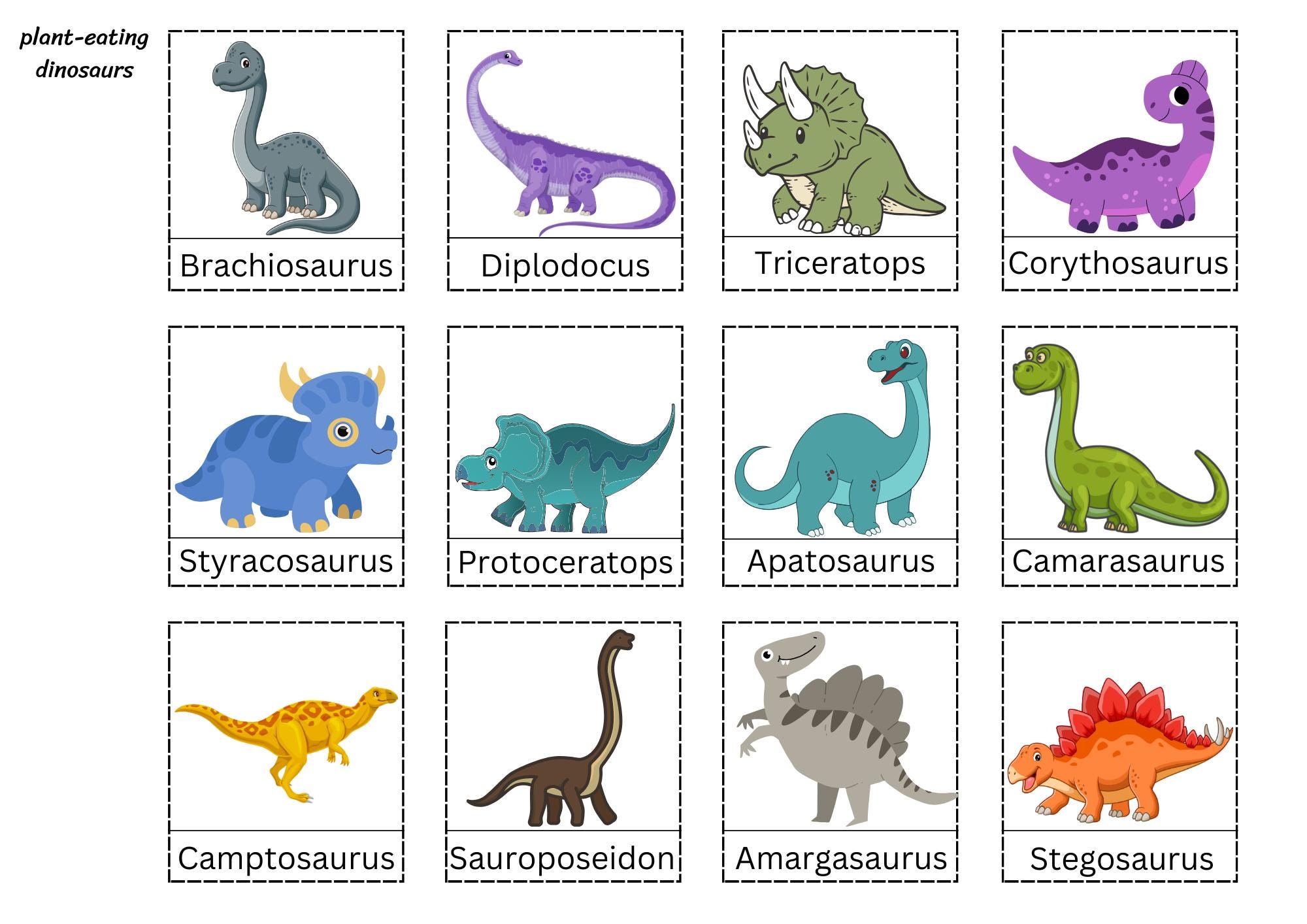Printable Dinosaur Flashcards | Herbivore & Carnivore Learning Set for ...