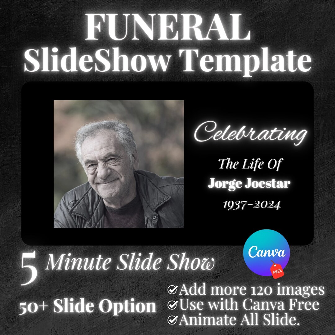 Simple & Elegant Funeral Slideshow Canva Template, Memorial Service ...