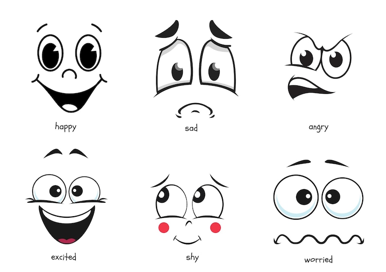Emotion Faces Printable – Kids Feelings Chart, Social Emotional ...