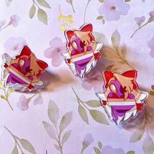 PRIDE Pins Vaggie Fallen Angel Demon Lesbian Pride Flag Heart Acrylic ...