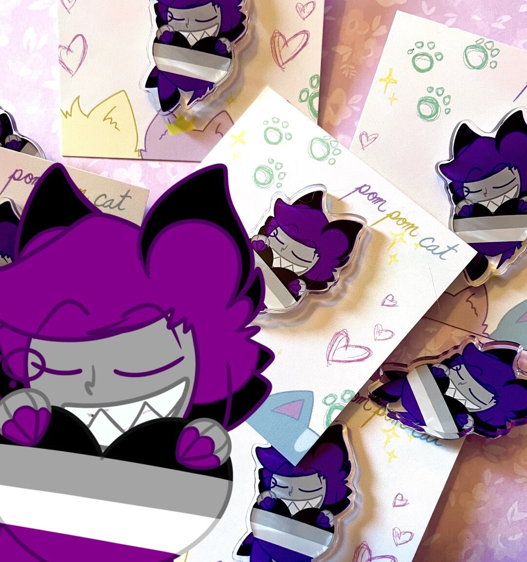 PRIDE Pins Radio Demon Asexual Demon Pride Flag Heart Acrylic Pin - Etsy