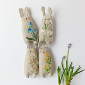 PDF Pattern + Video Tutorial, Linen Bunny Sewing Pattern, Stuffed Bunny ...