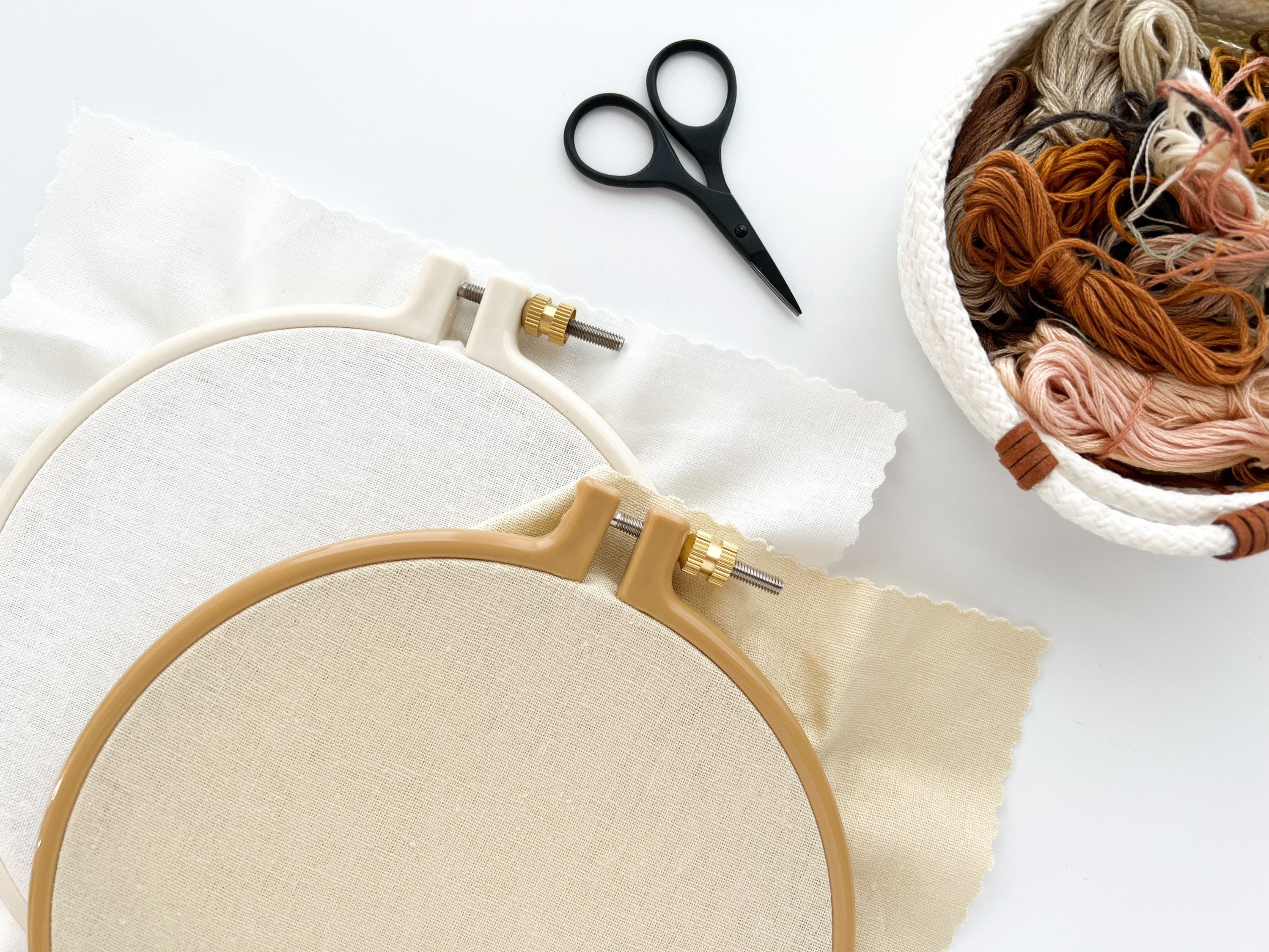 Plastic Embroidery Hoops 4”, 6”, 7”, 8”, 10”, Neutral Colors Embroidery ...