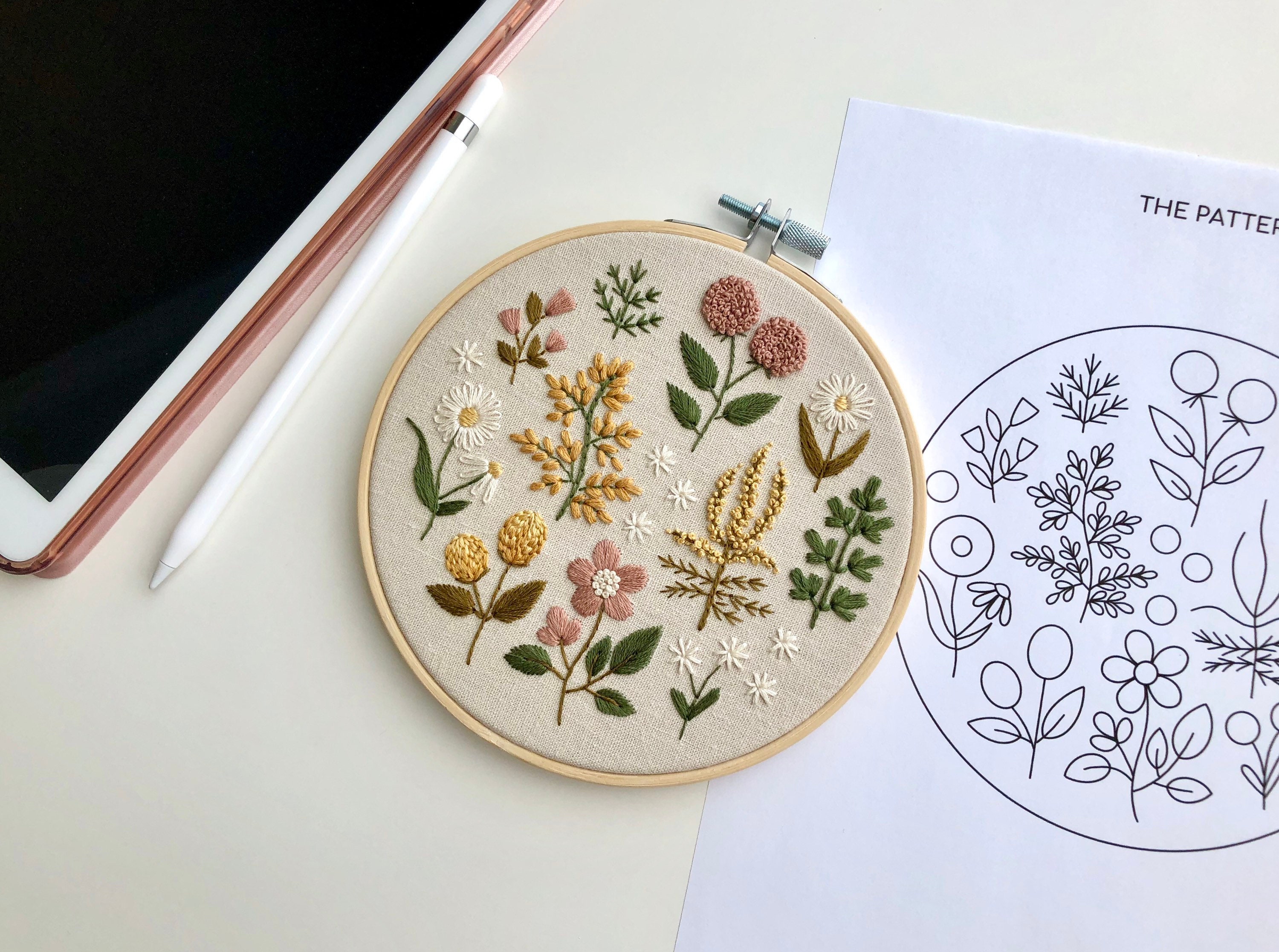 Vintage Wildflowers embroidery pattern botanical embroidery | Etsy