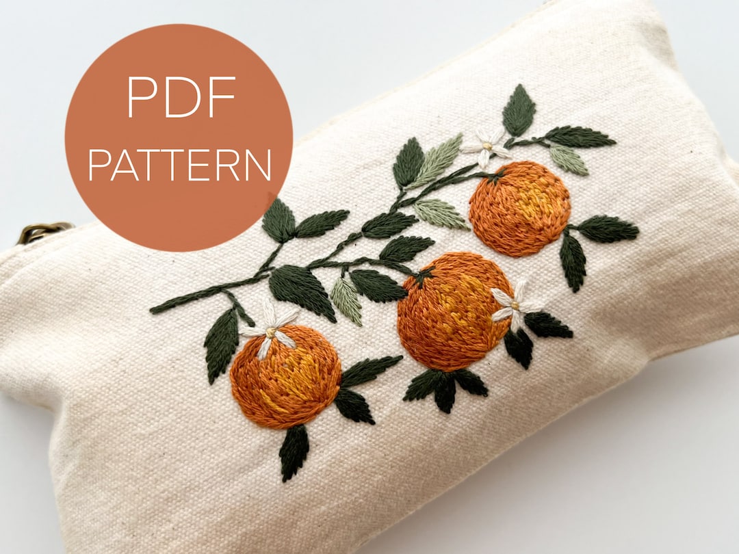 Orange Branch Embroidery Pattern, Summer Embroidery Pattern PDF ...
