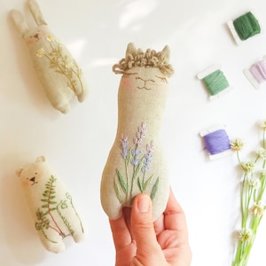 PDF Pattern + Video Tutorial, Handmade Llama With Lavender Embroidery ...