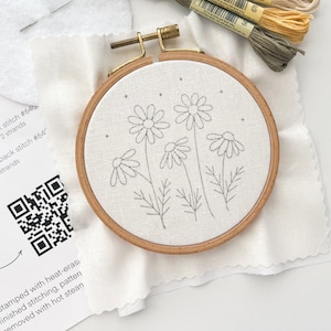 Daisies Embroidery Kit, Floral Hand Embroidery Kit for Beginners, Daisy ...